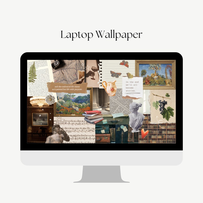 Light Academia Classical Laptop and Phone Wallpaper | Aesthetic Collage ...