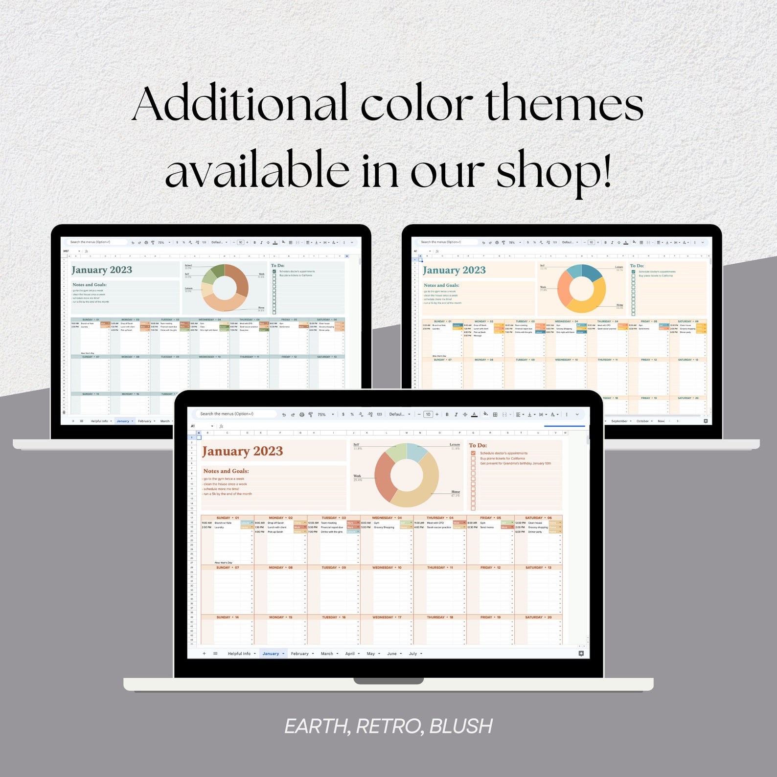 Retro 2023 Digital Monthly Planner and Time Tracker Google Sheets ...