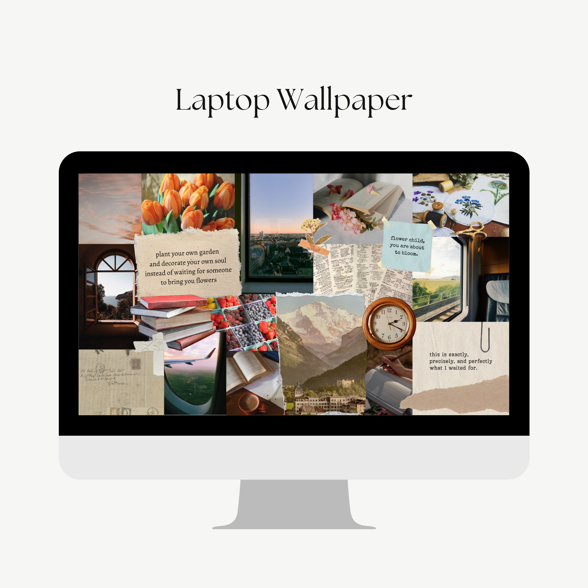 Flower Child Laptop and Phone Wallpaper | Aesthetic Collage Lock Screen ...