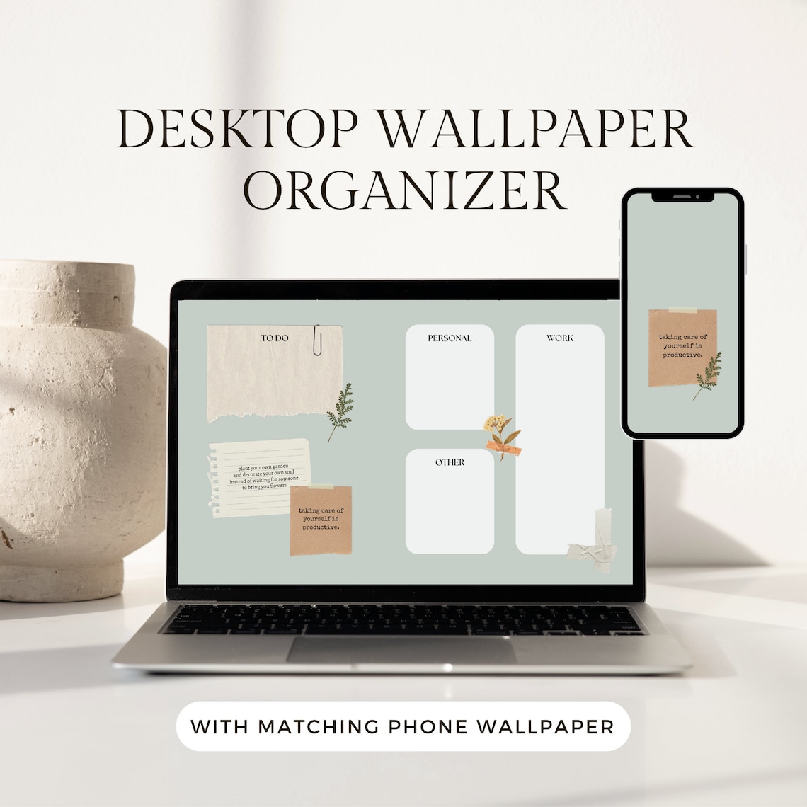 Sage | Desktop Wallpaper Organizer and Phone Wallpaper Set - Etsy
