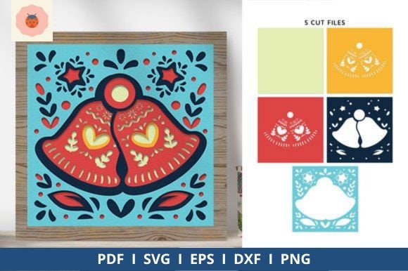 Nordic Christmas Bell Shadow Box, Paper Cut Light Box Template Files ...