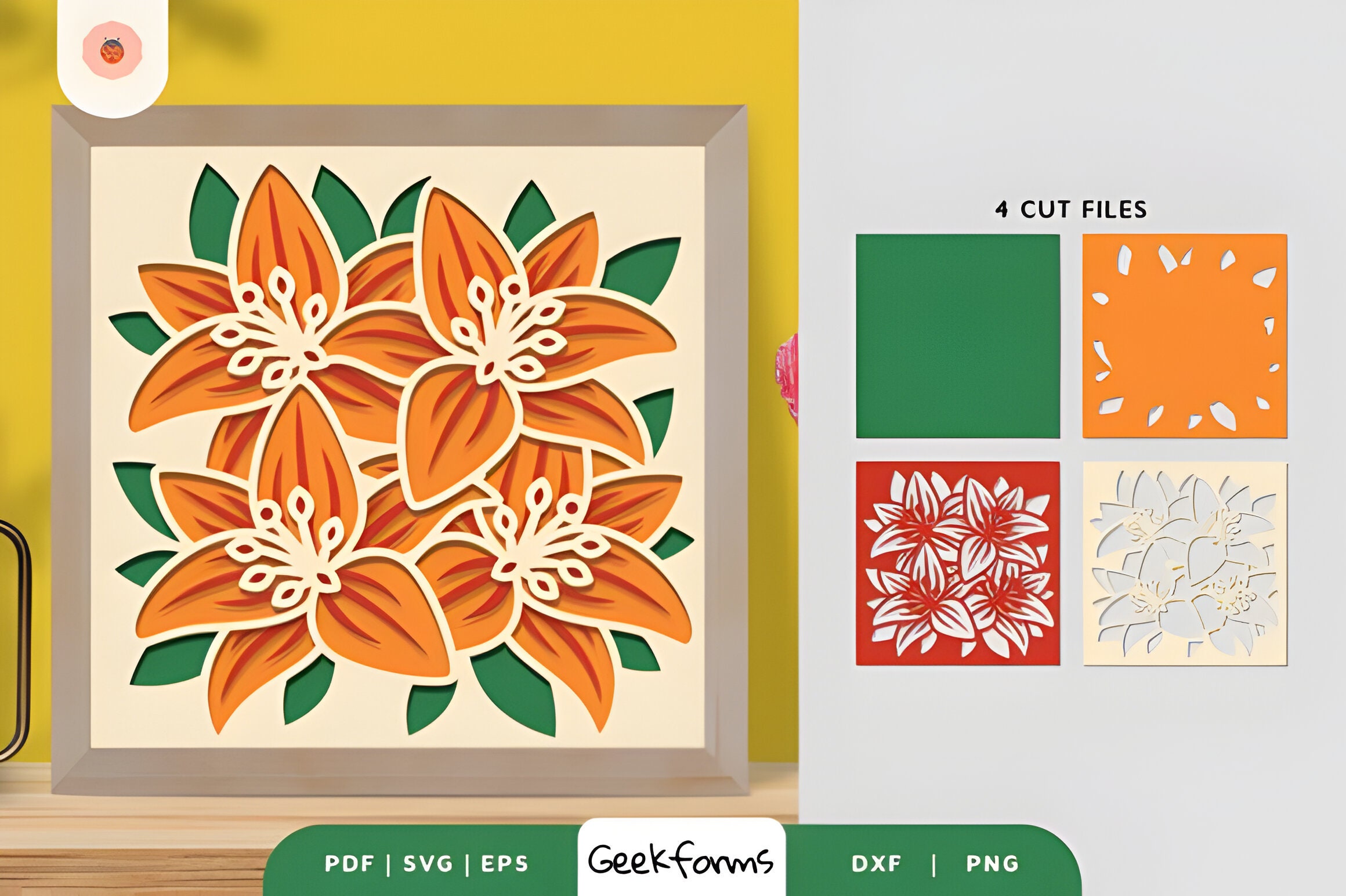 Lily Petals 3D Layered Paper Cut SVG, Flower Lily 3d Files, Layered ...