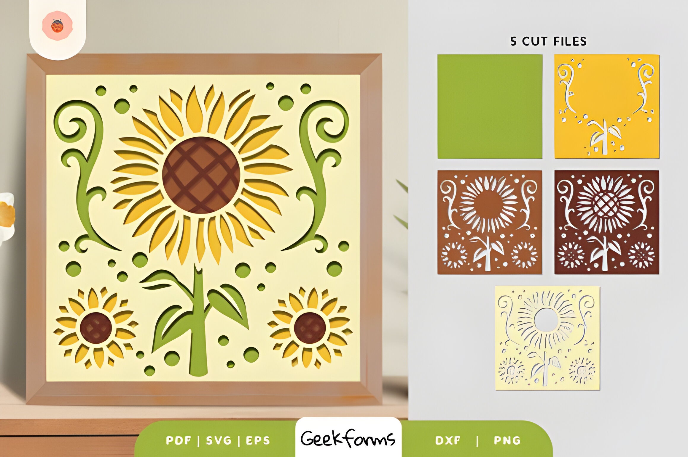 Sunflower Petals 3D Shadow Box Paper Cut, Sunflower Svg, 3d Sunflower ...