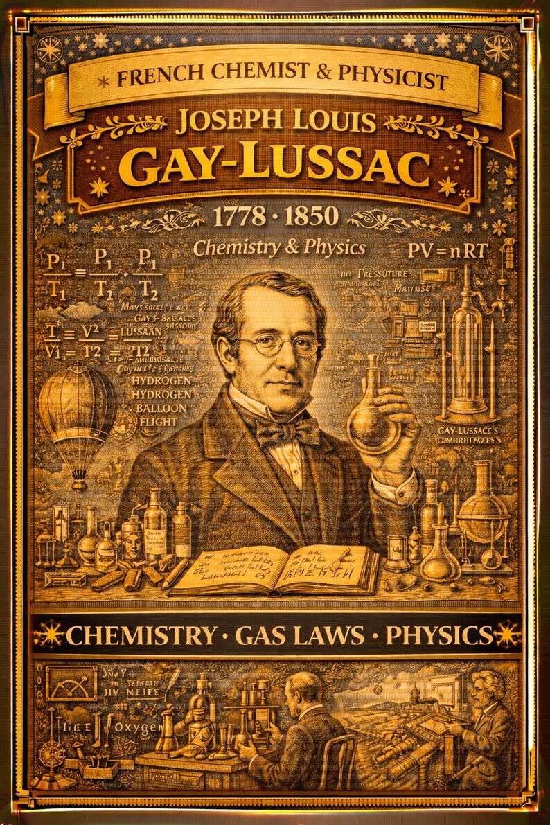 Joseph Louis Gay-lussac Chemistry Poster, Gas Laws Wall Art, Pressure ...