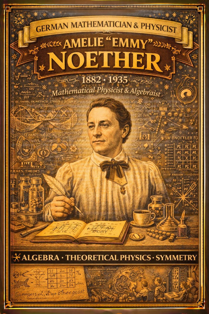Emmy Noether Mathematician Poster, Noether’s Theorem Physics Wall Art ...