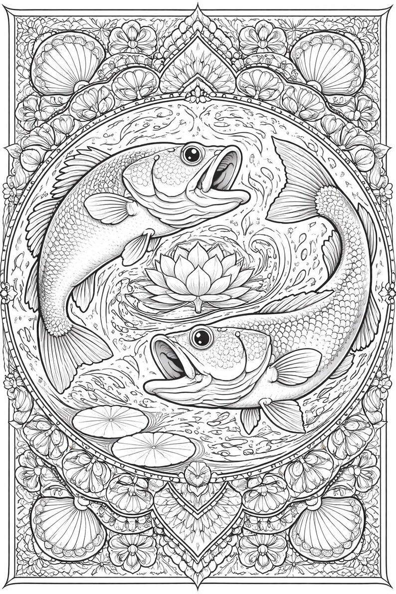 Fish Coloring Pages for Kids & Adults | Cute Ocean Fish Line Art ...