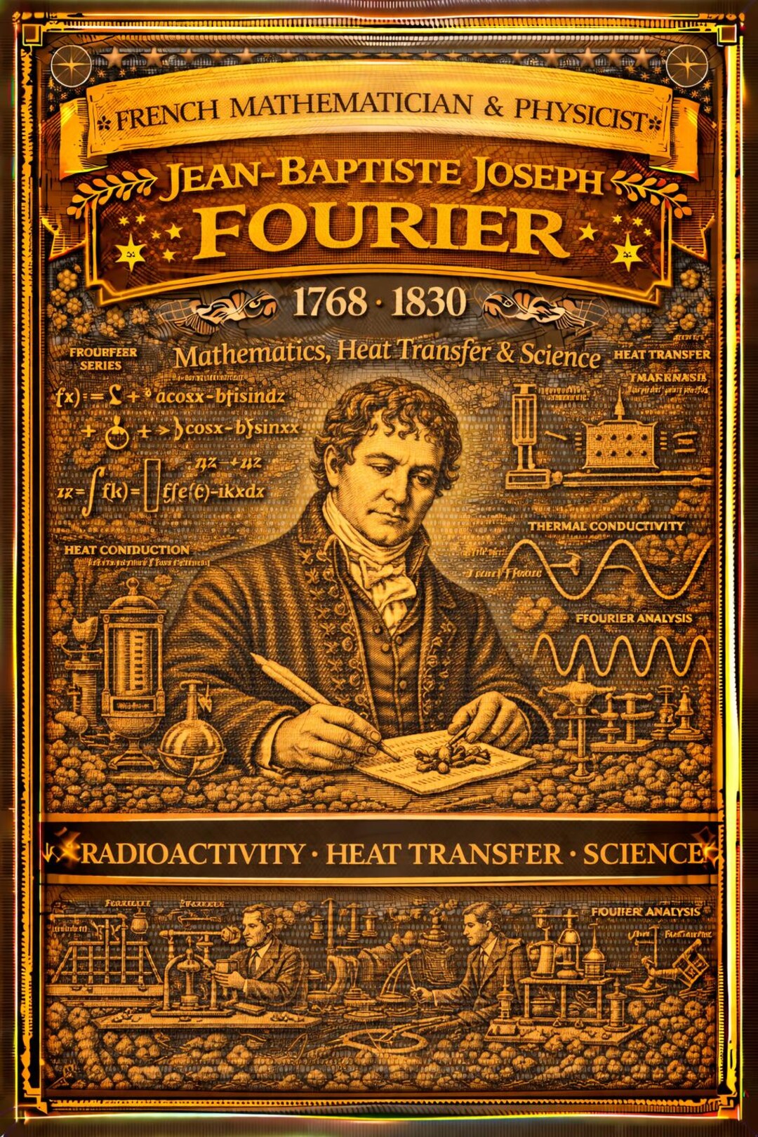 Jean-baptiste Joseph Fourier Math Poster, Fourier Series & Transform ...