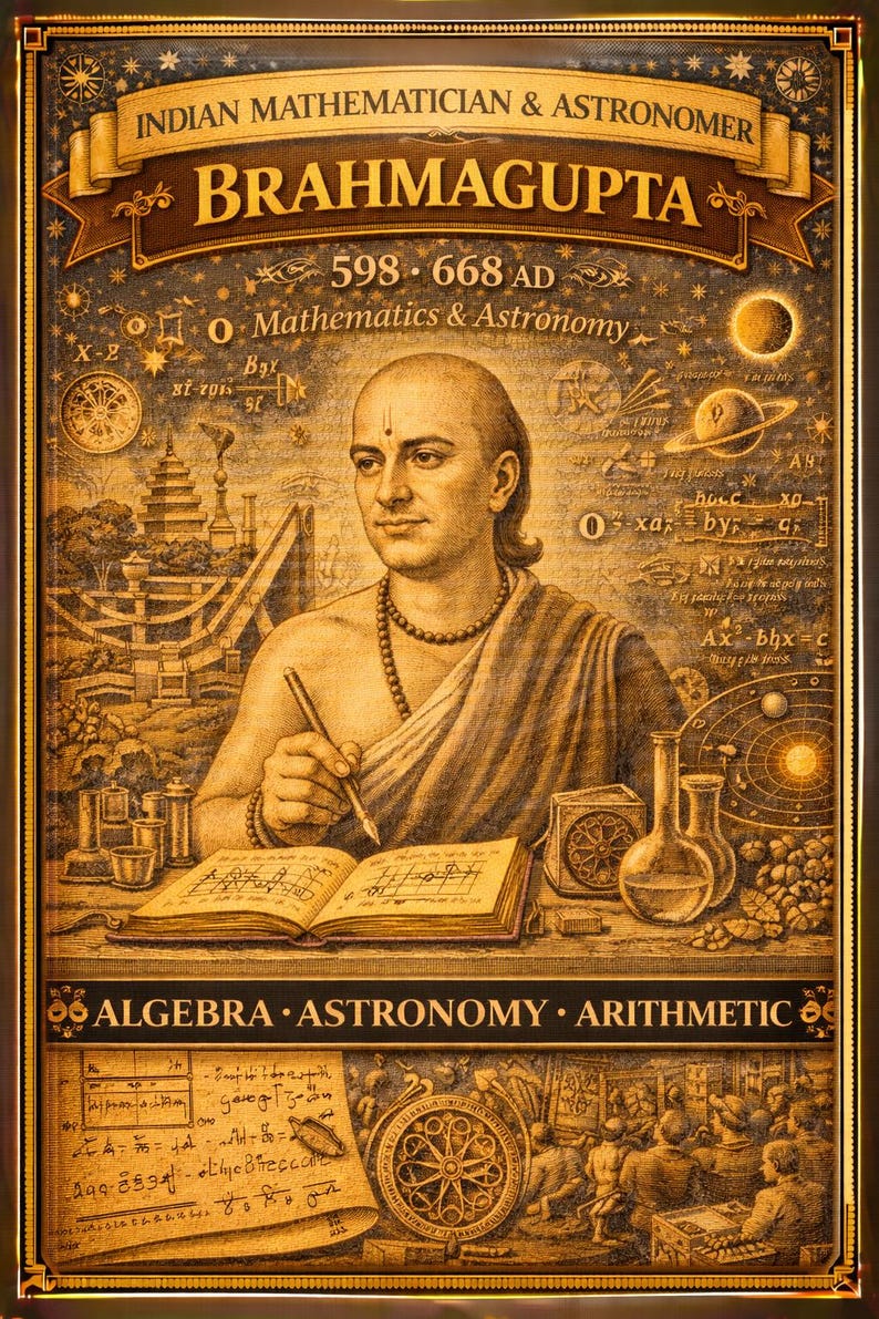 Brahmagupta Mathematician Poster, Ancient India Math History Wall Art ...