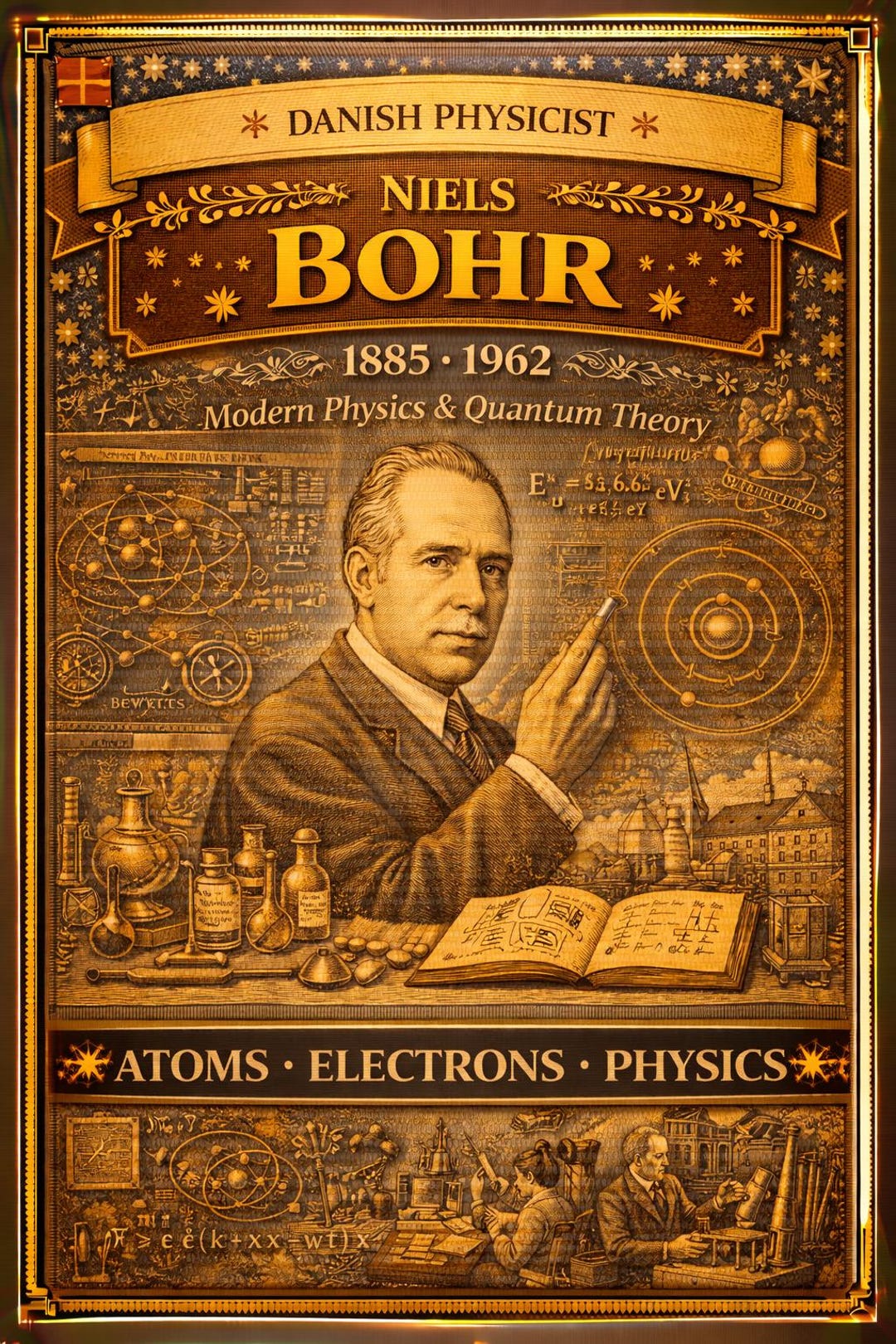 Niels Bohr Atom Model Poster, Quantum Physics Wall Art, Bohr Model ...