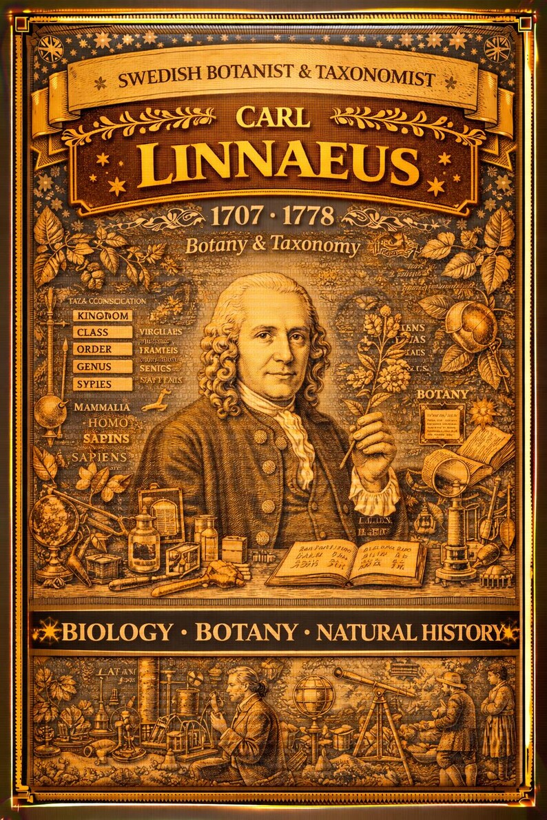 Carl Linnaeus Botanicalposter,father of Taxonomy Wall Art,scientific ...