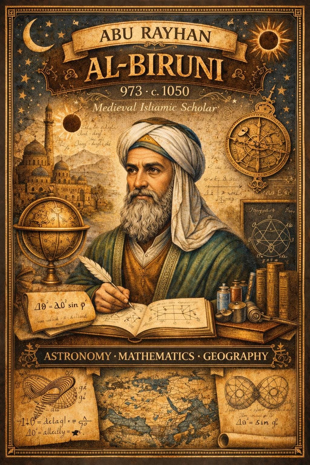 Abu Rayhan Al-biruni Poster Printable |islamic Golden Age Scholar Wall ...