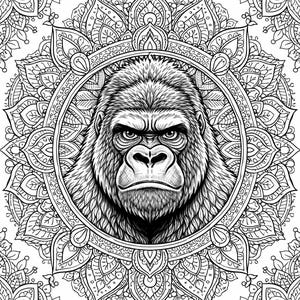 Gorilla Mandala Coloring Page Printable – Intricate Ape Line Art for ...