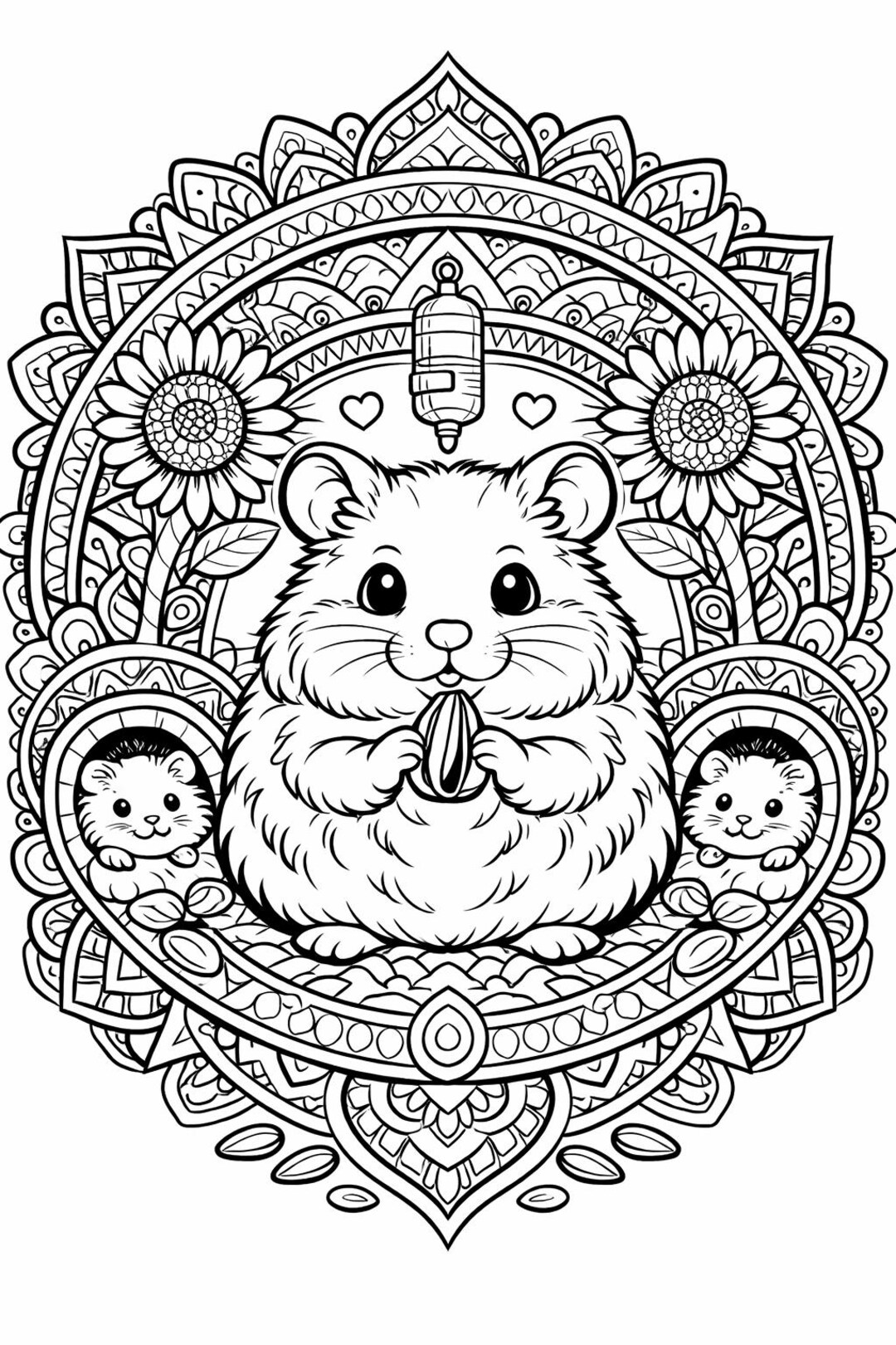 Hamster Coloring Page Printable | Cute Pet Rodent Outline | Kids ...