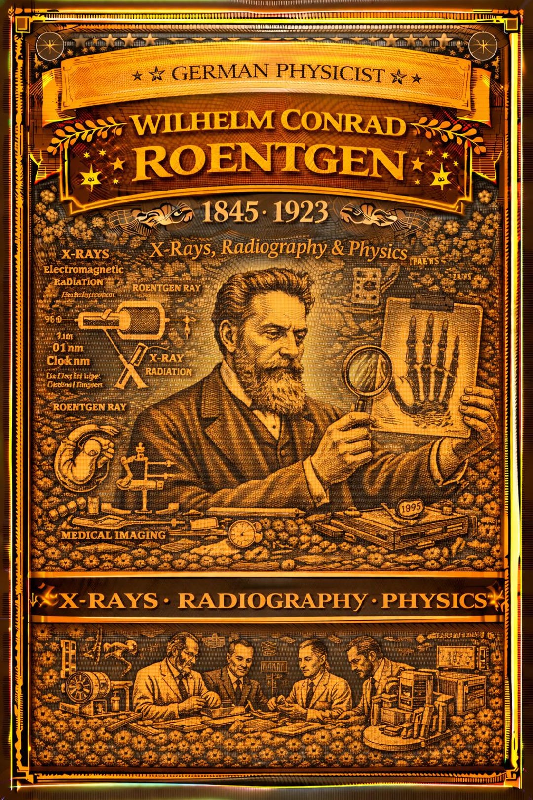 Wilhelm Conrad Röntgen X-ray Poster, Radiology History Wall Art ...