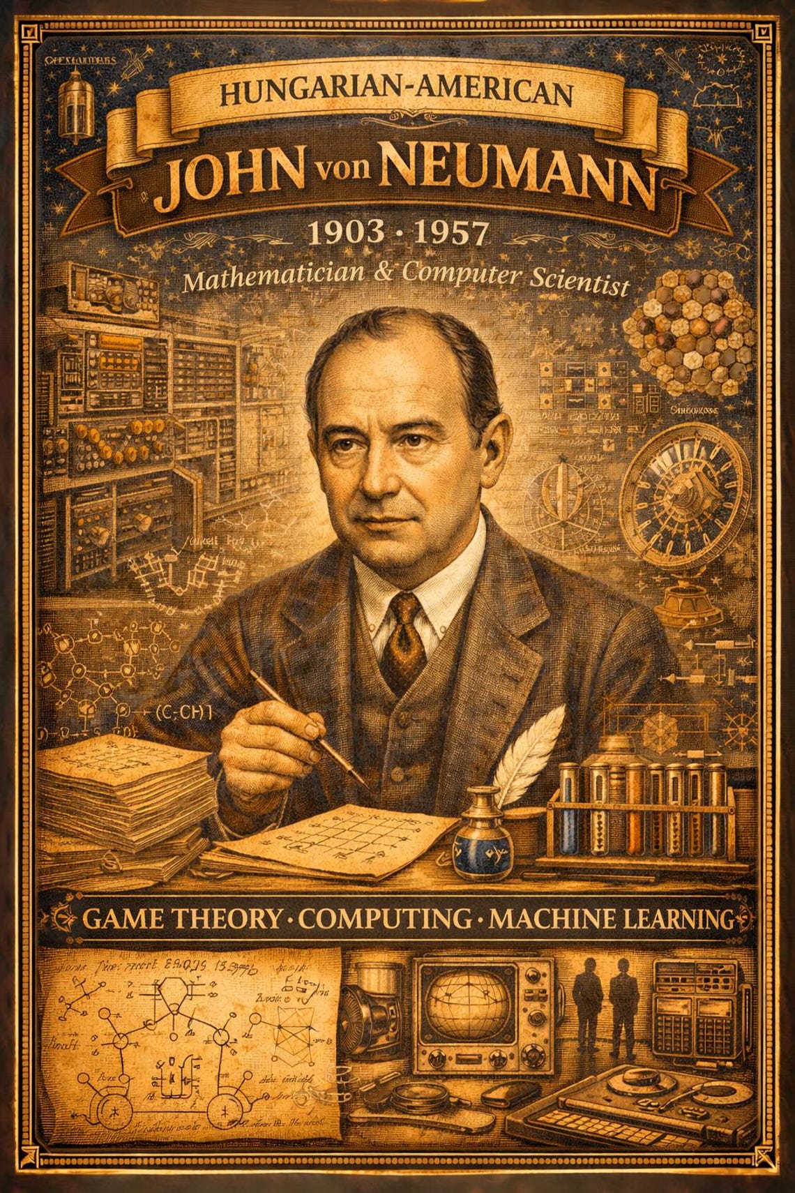 John Von Neumann Poster Printable | Mathematician and Computer Science ...