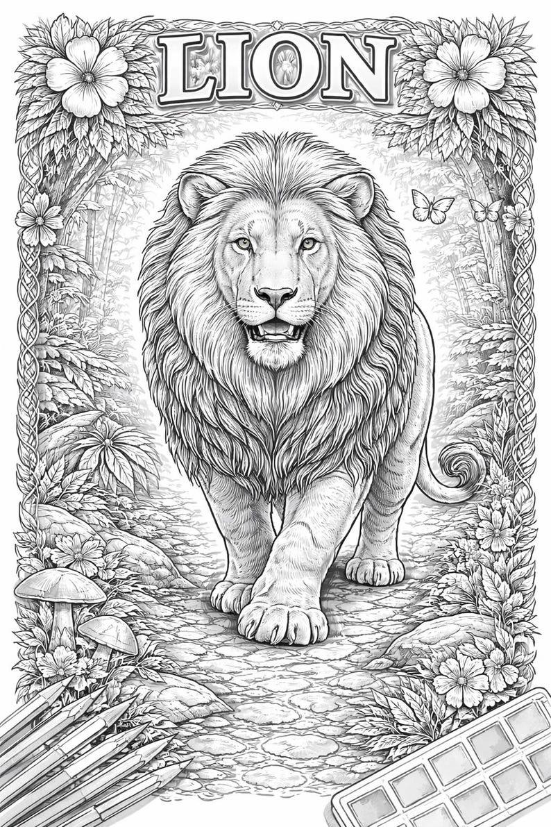 Lion Mandala Coloring Page Printable for Adults – Intricate Majestic ...