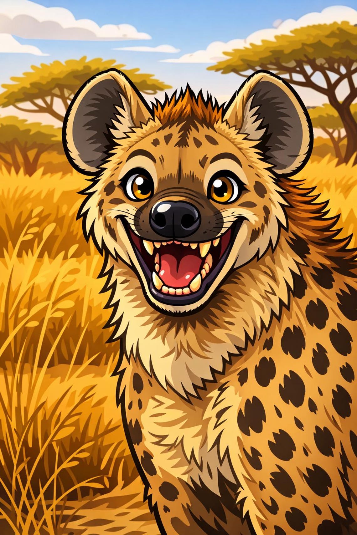 Hyena Coloring Page Printable | Safari Animal Outline | Kids & Adult ...