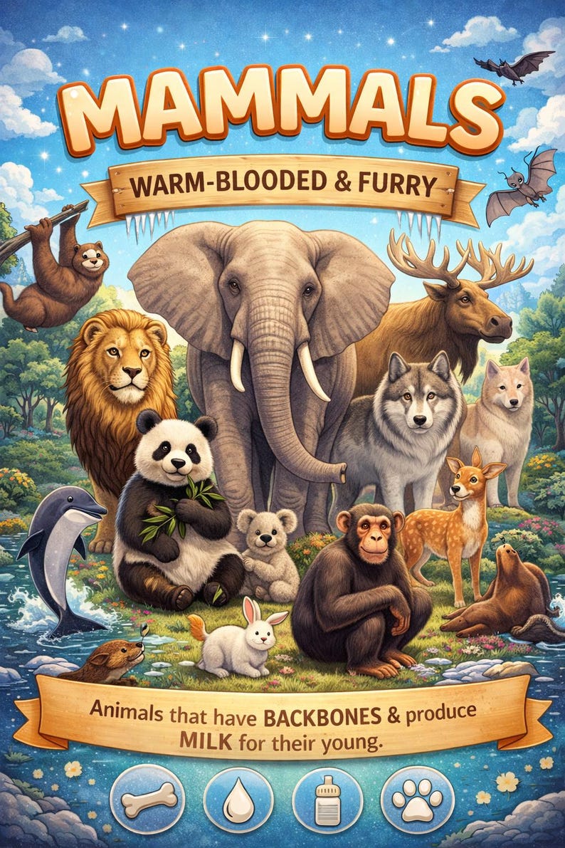 Mammals of the World Poster | Animal Classification Print | Classroom ...