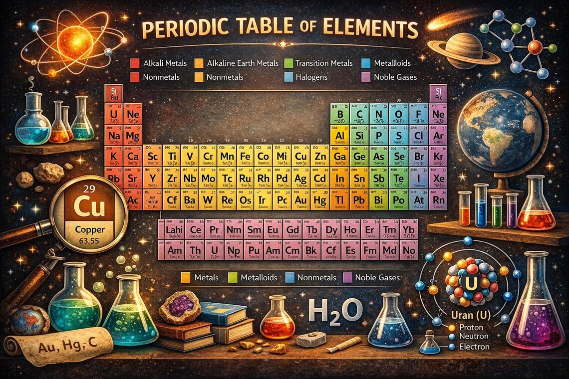 Periodic Table Poster Printable, Modern Chemistry Wall Art, Minimalist ...