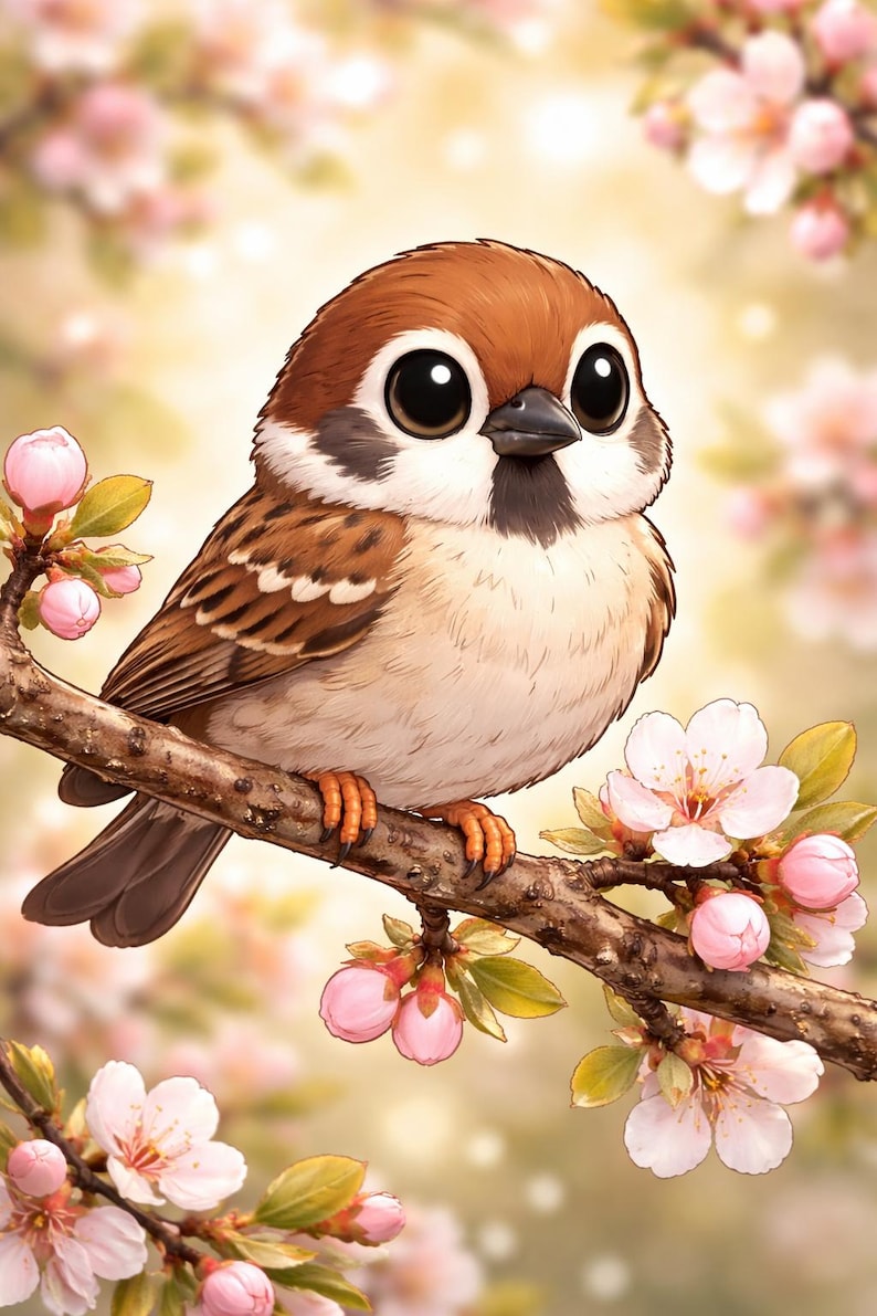 Sparrow Coloring Page for Kids & Adults | Cute Little Sparrow Bird ...