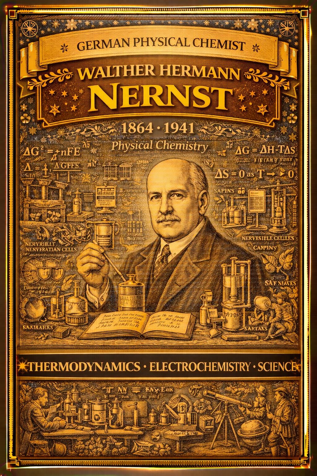 Walther Nernst Chemistry Poster, Nernst Equation Wall Art ...