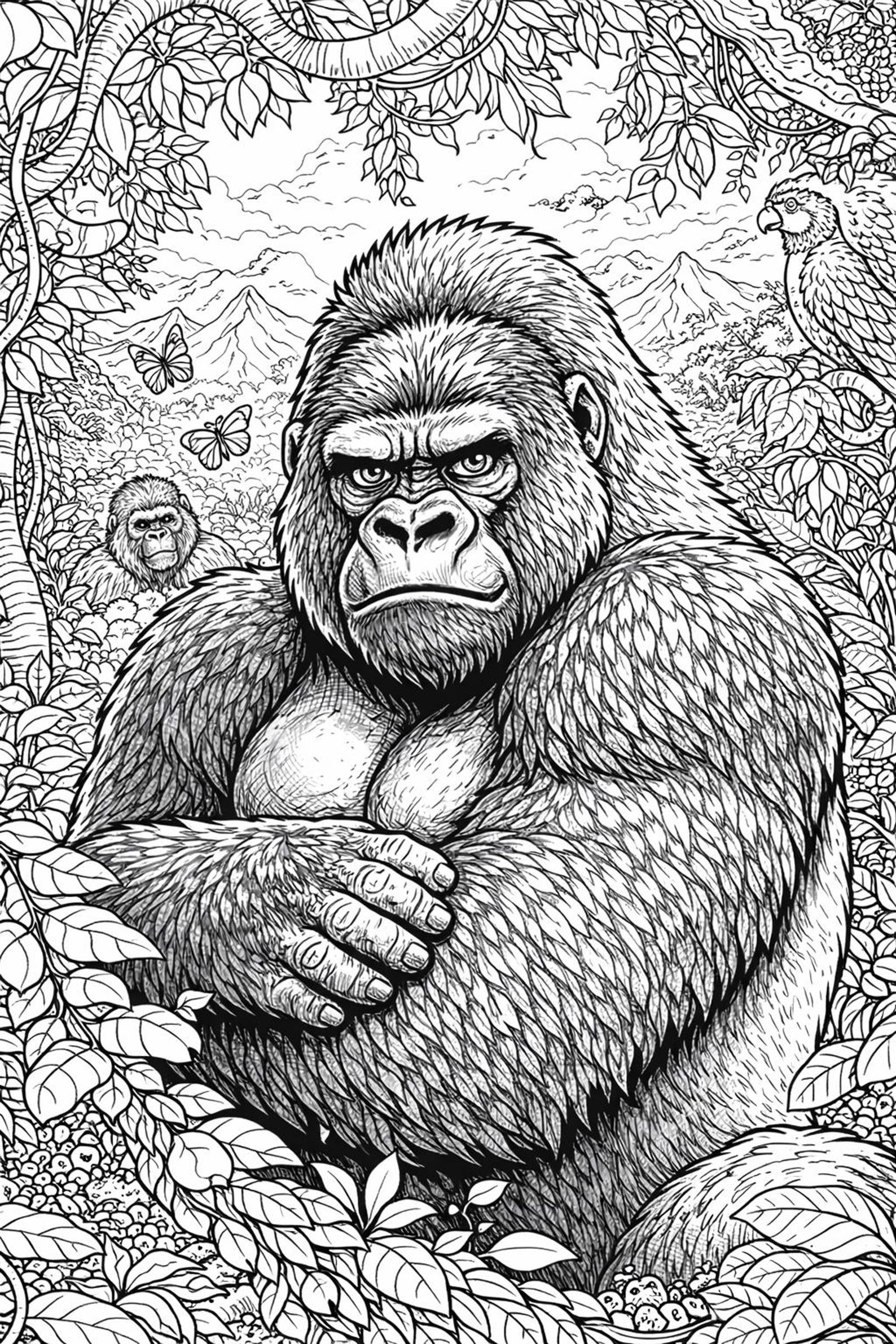 Gorilla Mandala Coloring Page Printable – Intricate Ape Line Art for ...