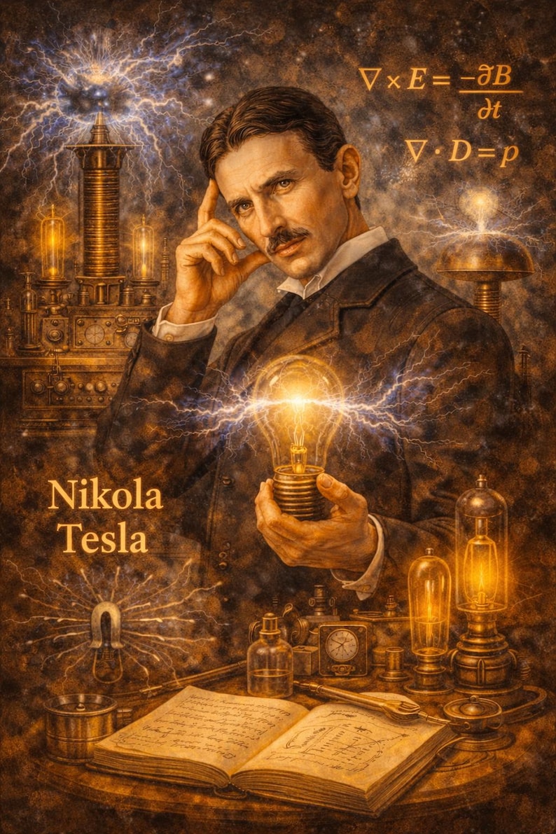 Nikola Tesla Poster Printable | Inventor Science Wall Art | Electricity ...