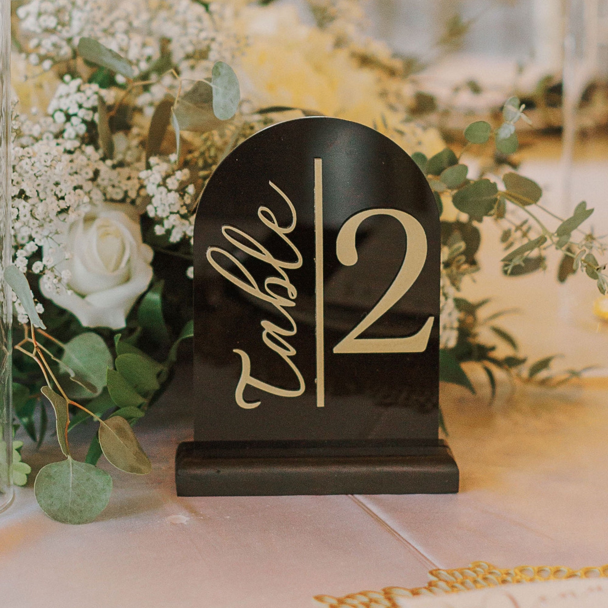 Black and Gold Arch Wedding Table Numbers, Acrylic Table Numbers With ...