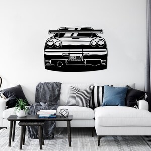 Skyline R34 Metal Custom License Plate Decor, Skyline R34 Back View ...