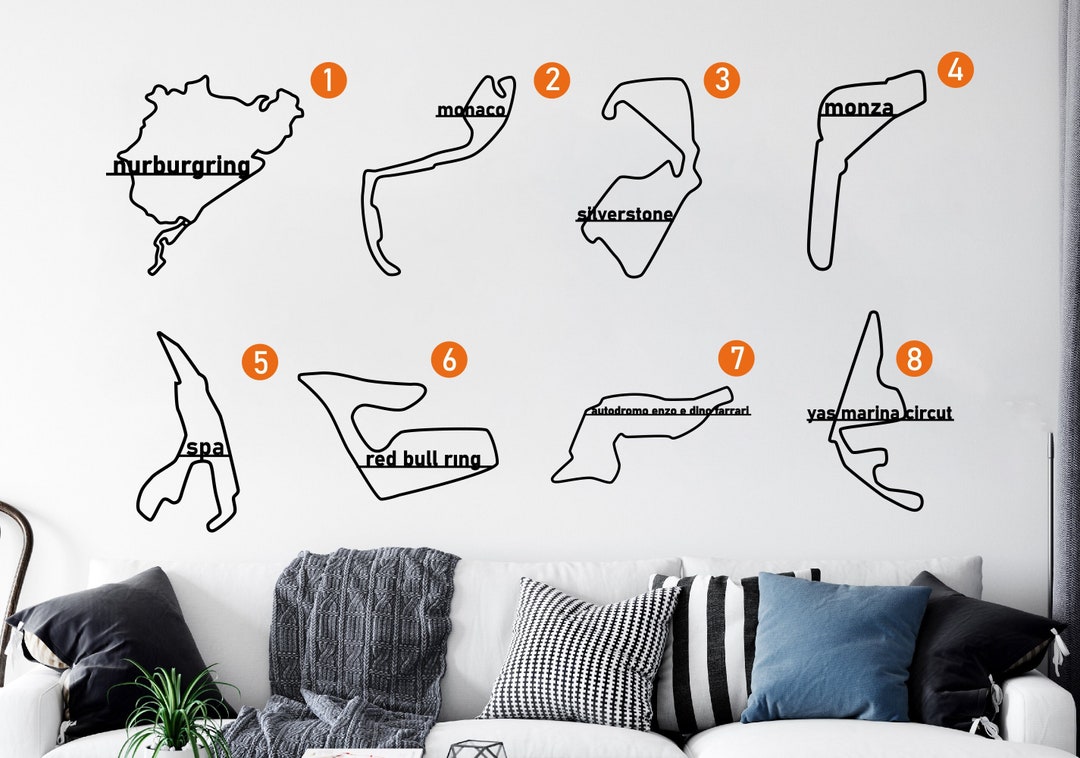 Circuits Collection Metal Wall Art, Large Race Track Art, Track Metal ...