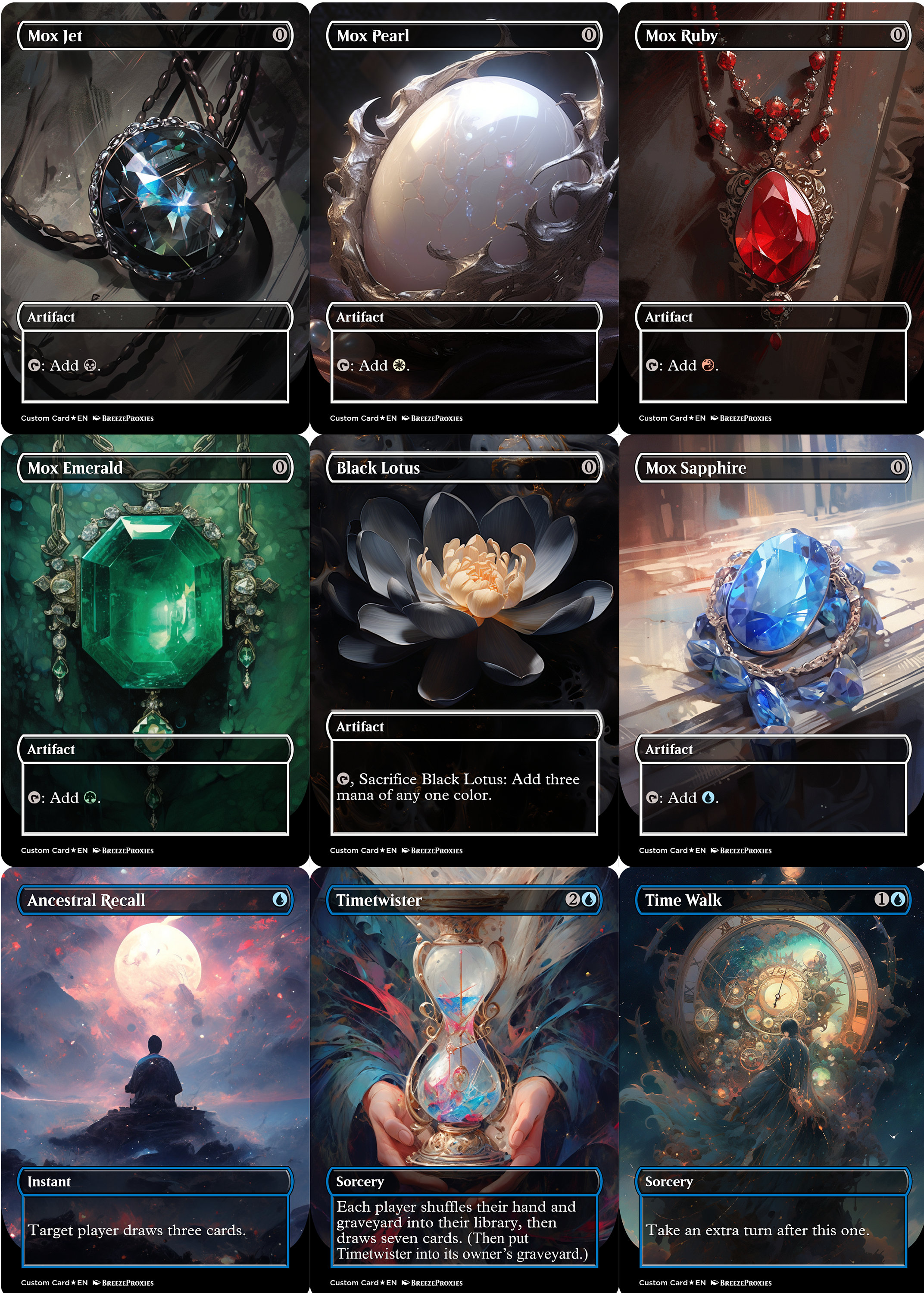 MTG Power Nine Full Set Custom Magic the Gathering Proxies - Etsy