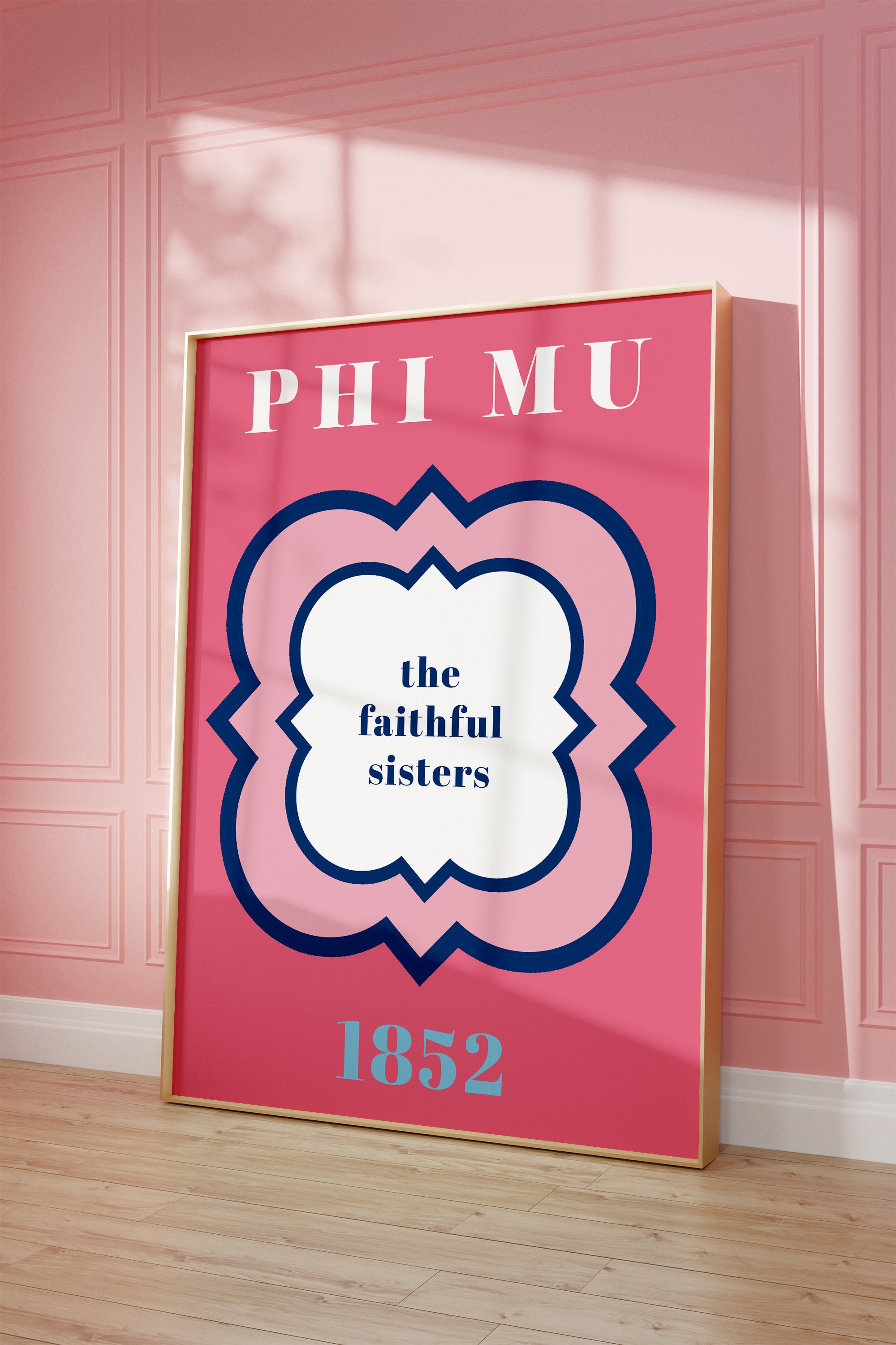 Phi Mu Wall Print Printable Digital Download Phi Mu Quatrefoil Dorm ...