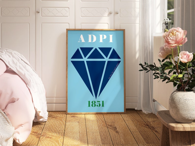 Alpha Delta Pi Wall Print Printable Digital Download Adpi Diamond Dorm ...
