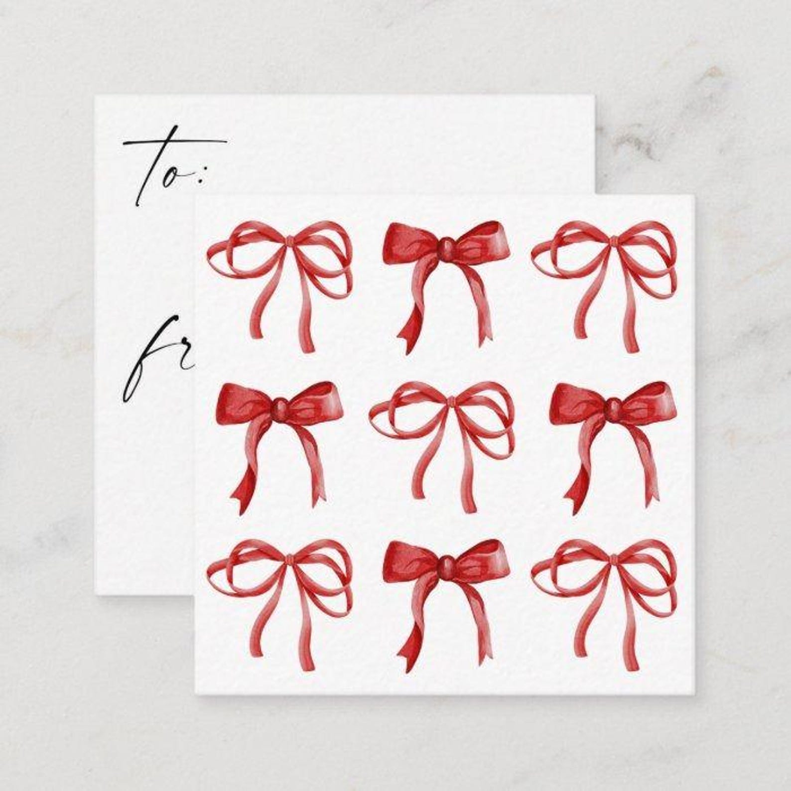 Christmas Gift Tag | Holiday Gift Tag | Red Bows | Ribbon Gift Tag ...