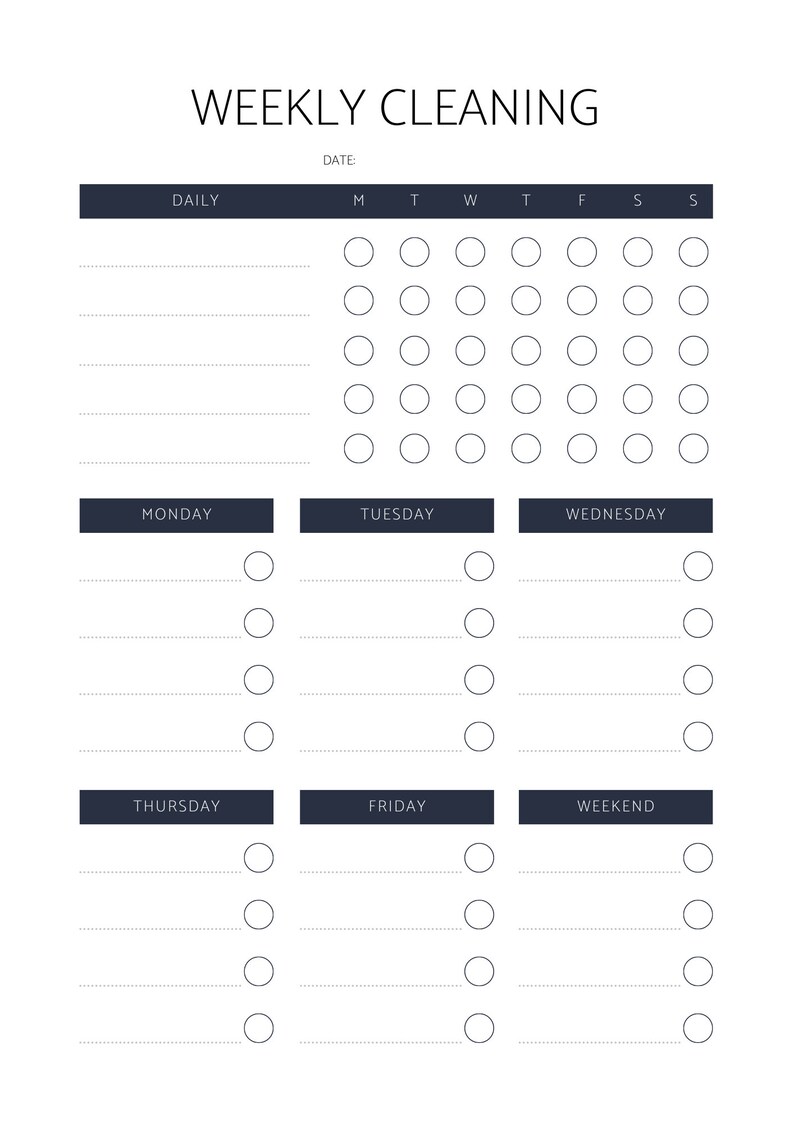 Weekly Cleaning Schedule | Printable PDF | Goodnotes Planner | - Etsy