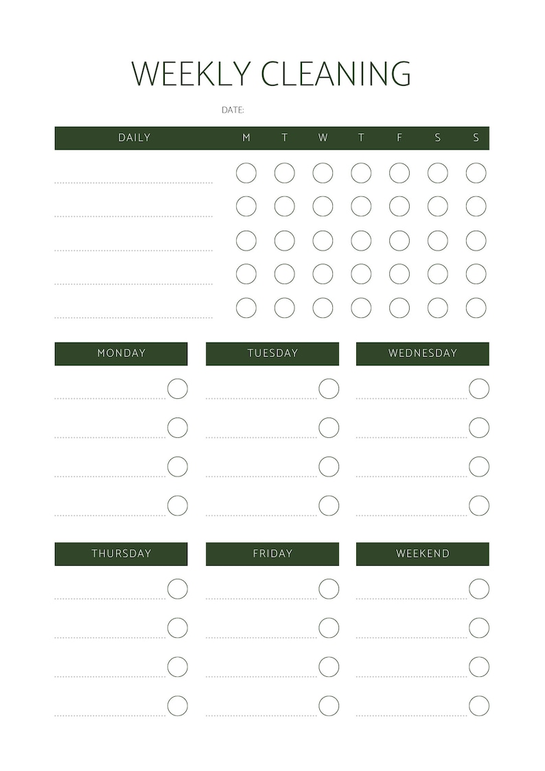Weekly Cleaning Schedule | Printable PDF | Goodnotes Planner | - Etsy