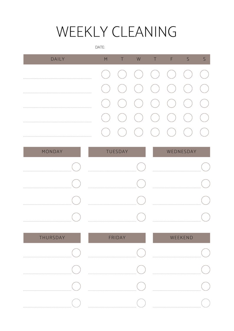 Weekly Cleaning Schedule Printable PDF Goodnotes Planner - Etsy