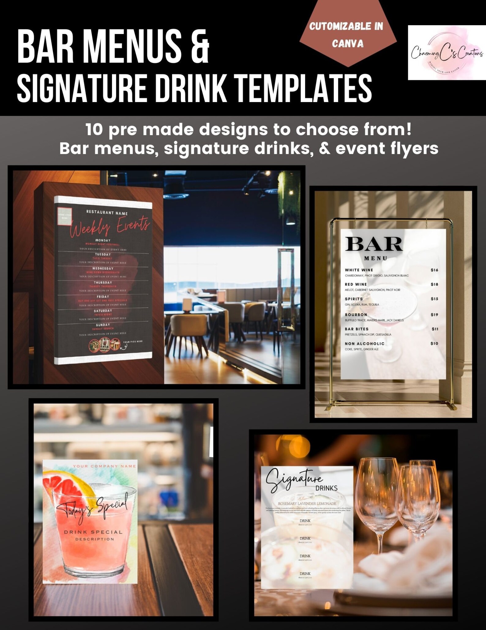 Signature Drink Sign, Bar Menu Template - Etsy UK