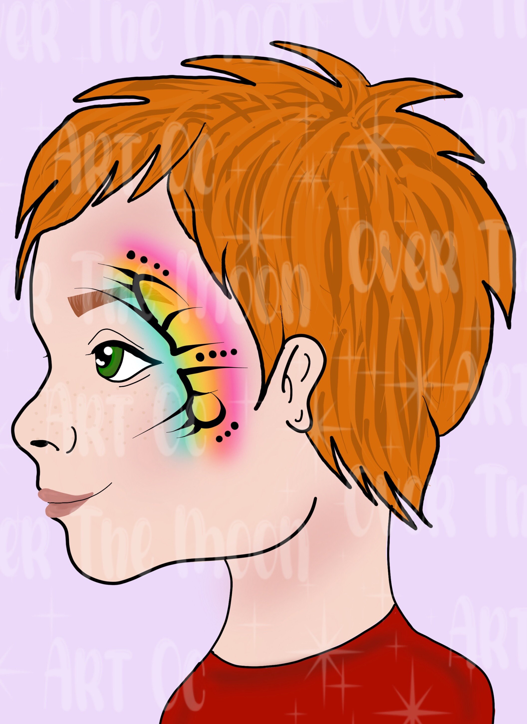 Boy Side Face Painting Template Blank Menu Digital - Etsy