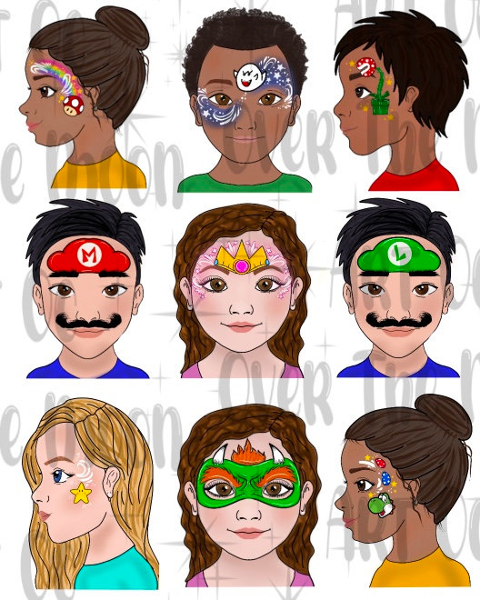 Mario Video Game Super Face Painting Word Menu Board Easy Face Paint ...