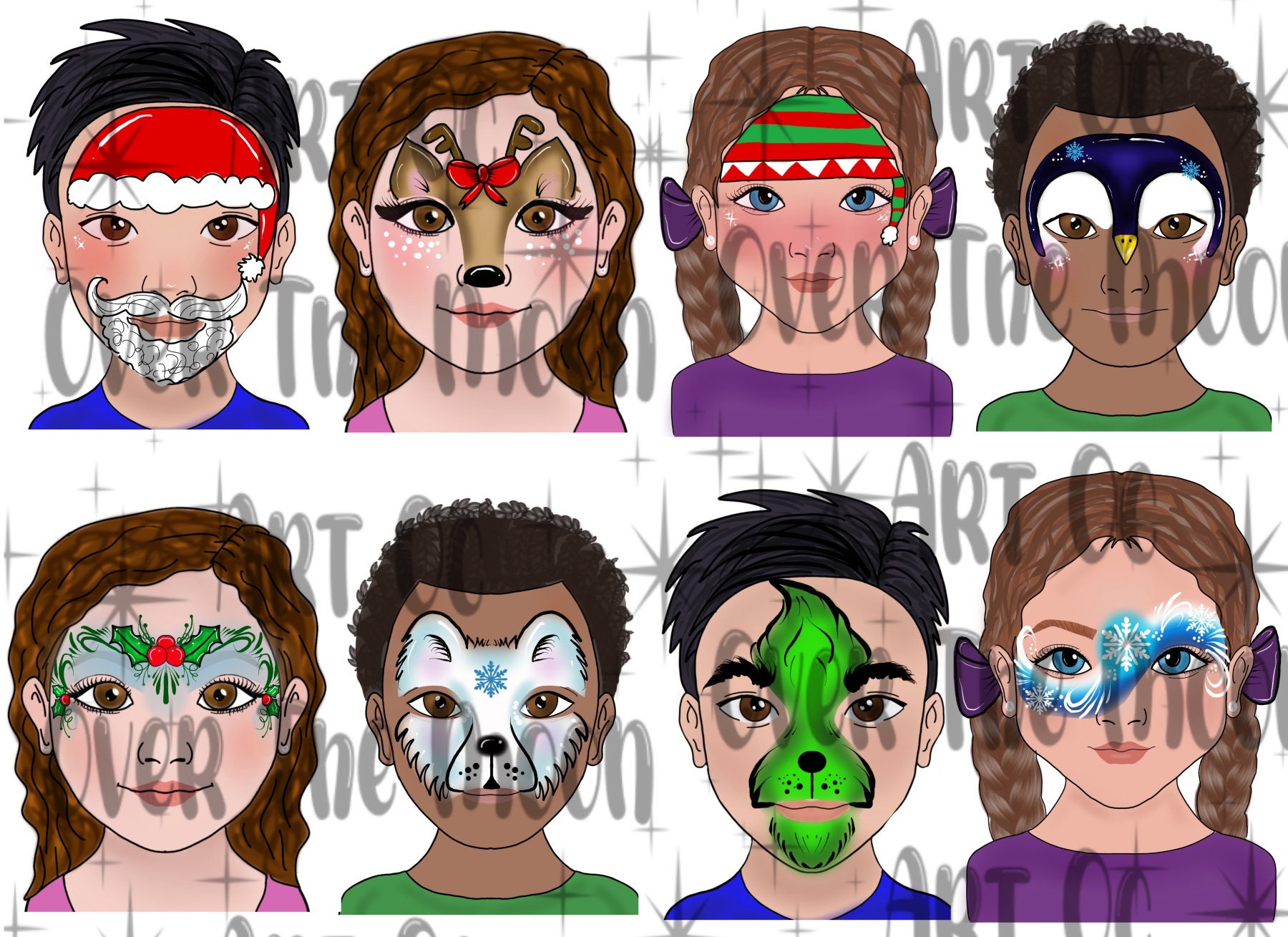 Christmas Holiday Easy Quick Face Painting Menu Ideas Full Faces - Etsy