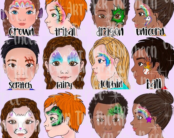 Face Painting Menu Board Digital Fast Faces Easy Face Painting Ideas ...