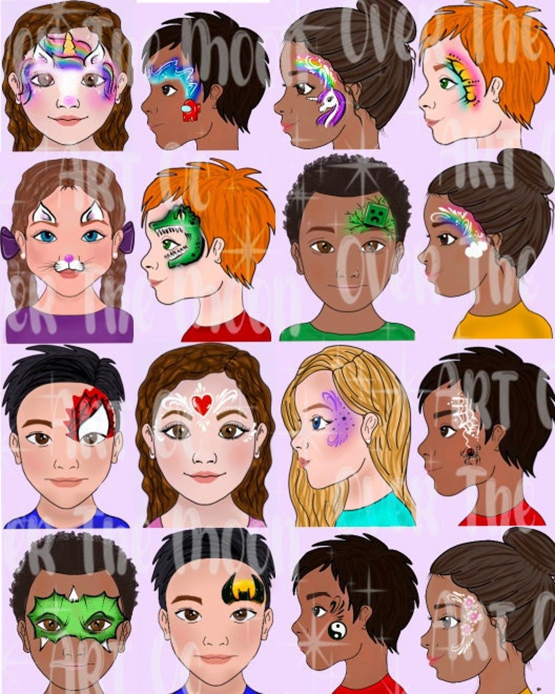 Face Painting Menu Board Easy Fast Face Paint Ideas Digital - Etsy
