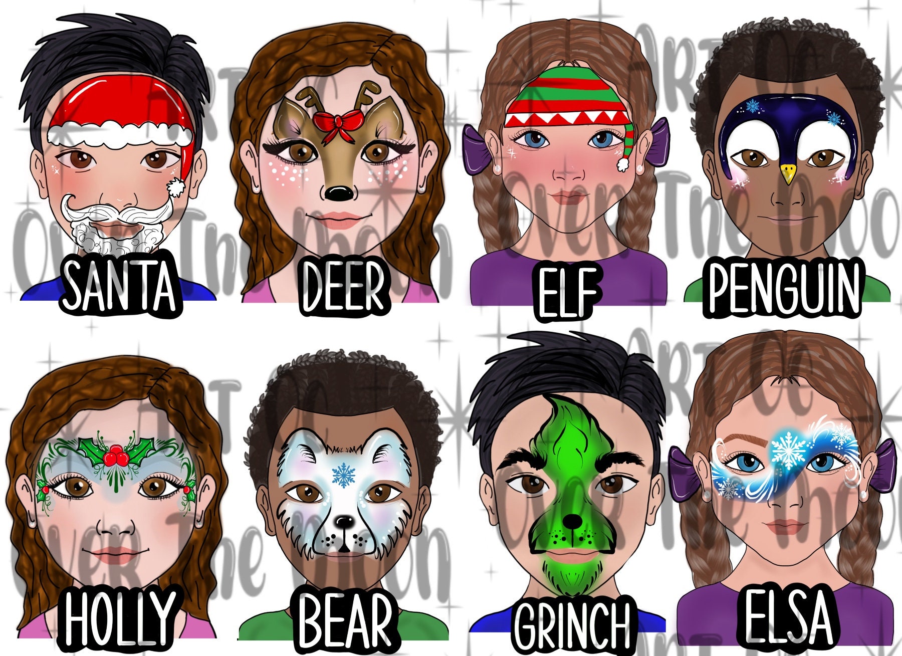 Christmas Holiday Easy Quick Face Painting Menu Ideas Full Faces - Etsy