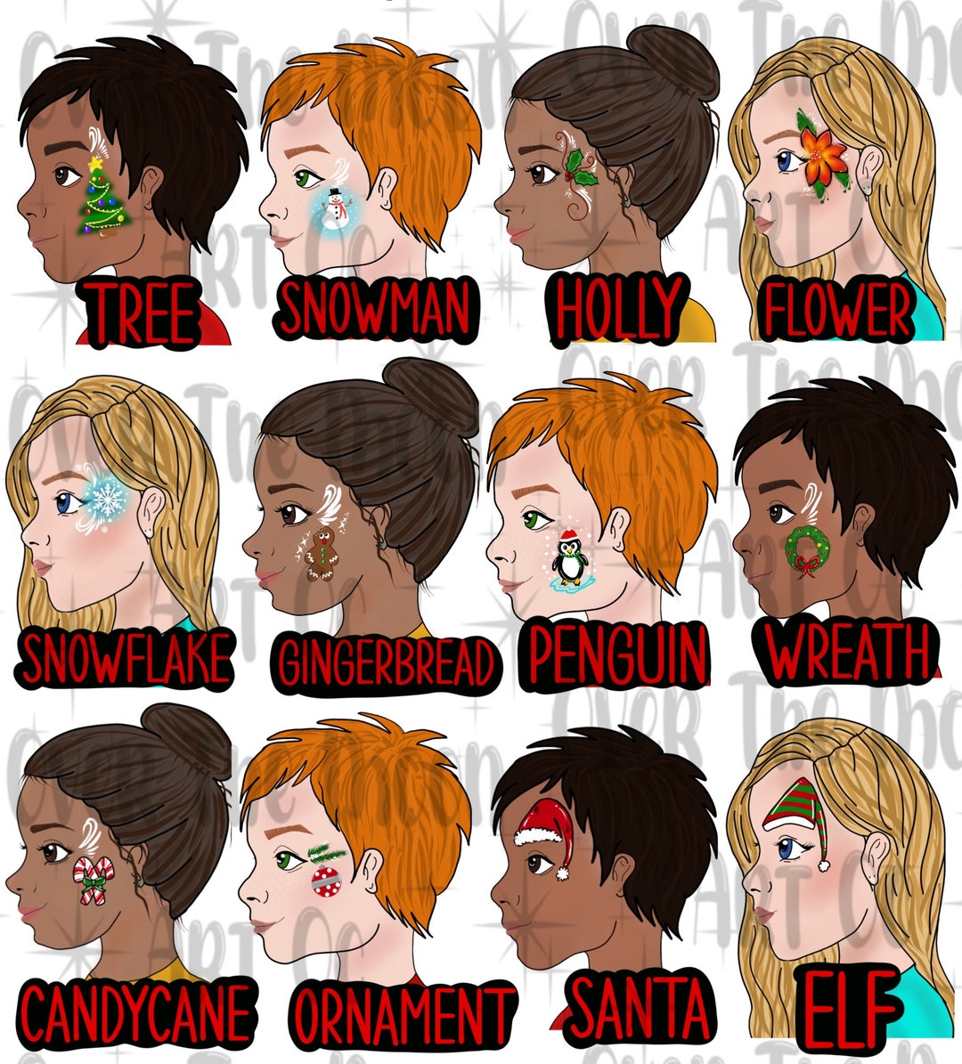 Christmas Holiday Easy Quick Face Painting Menu Ideas - Etsy