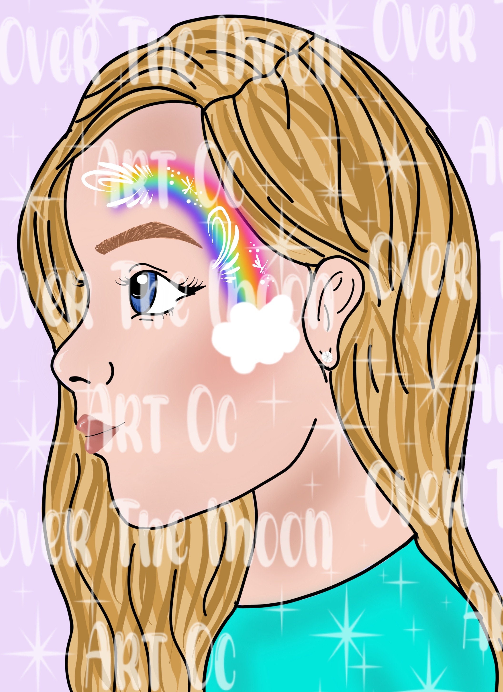 Female Girl Side Profile Template - Etsy