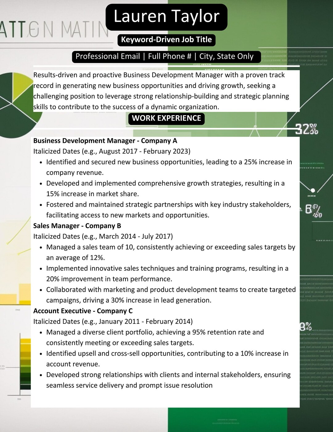 Ats-friendly Resume Templates Unique, Captivating Designs for Business ...
