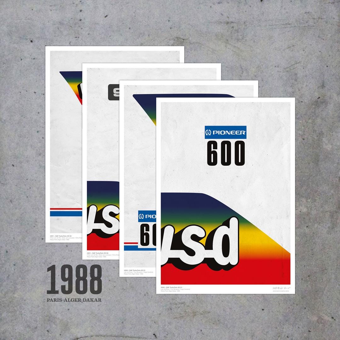 DAF NUMBERS – Paris-dakar 1988 – Set of 4 POSTERS / Digital Download - Etsy