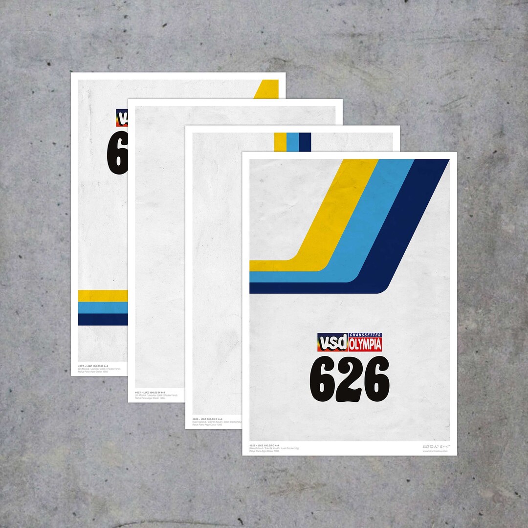 LIAZ NUMBERS Paris-dakar 1985 Set of 4 POSTERS / Digital - Etsy