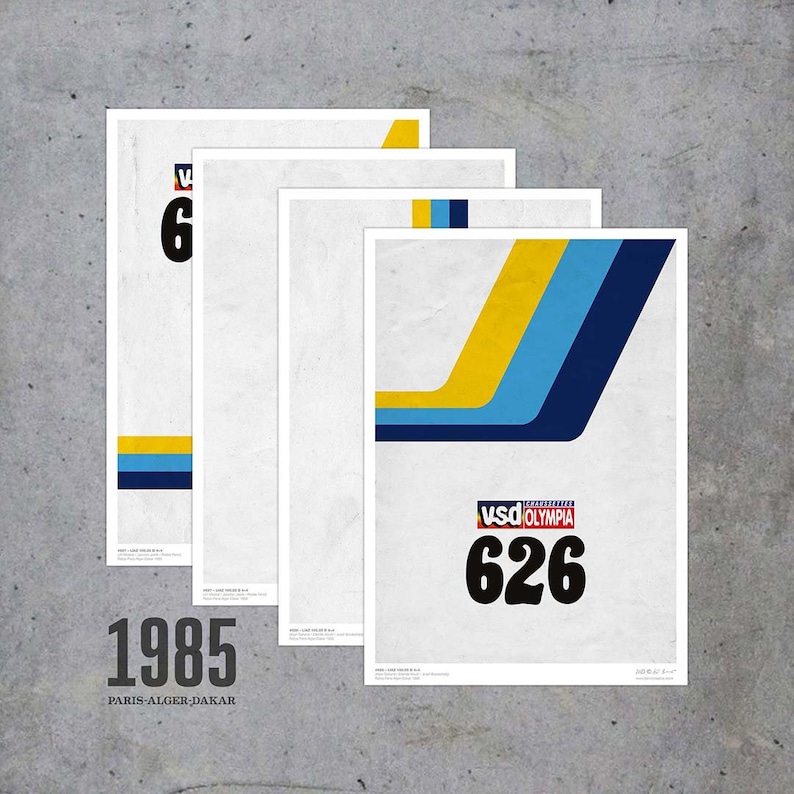 LIAZ NUMBERS – Paris-dakar 1985 – Set of 4 POSTERS / Digital Download ...
